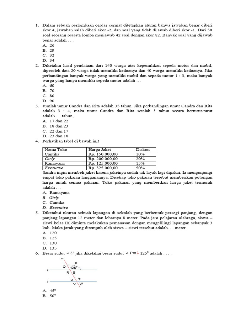 Latihan Soal US Matematika | PDF