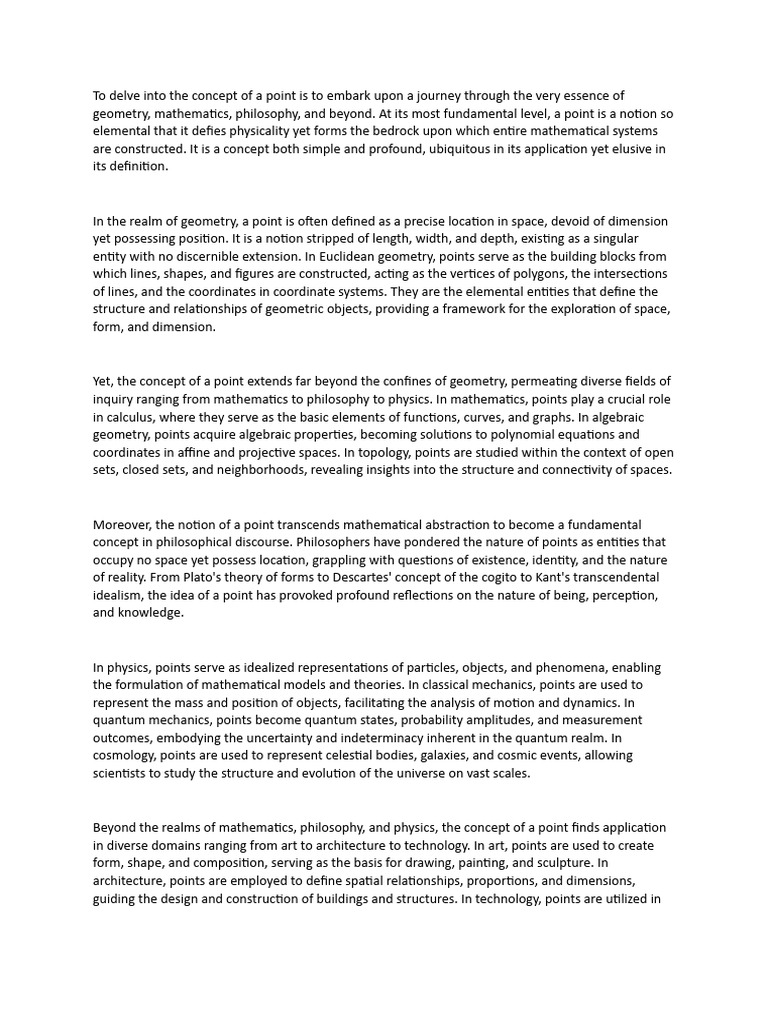 To Delve Into The Concept of A Point Is To Embark Upon A Journey ...