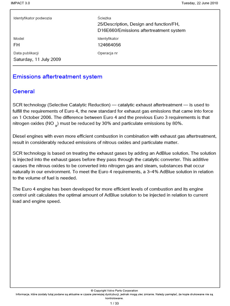 Volvo Emissions Oraz Adblue System | PDF | Exhaust Gas | N Ox