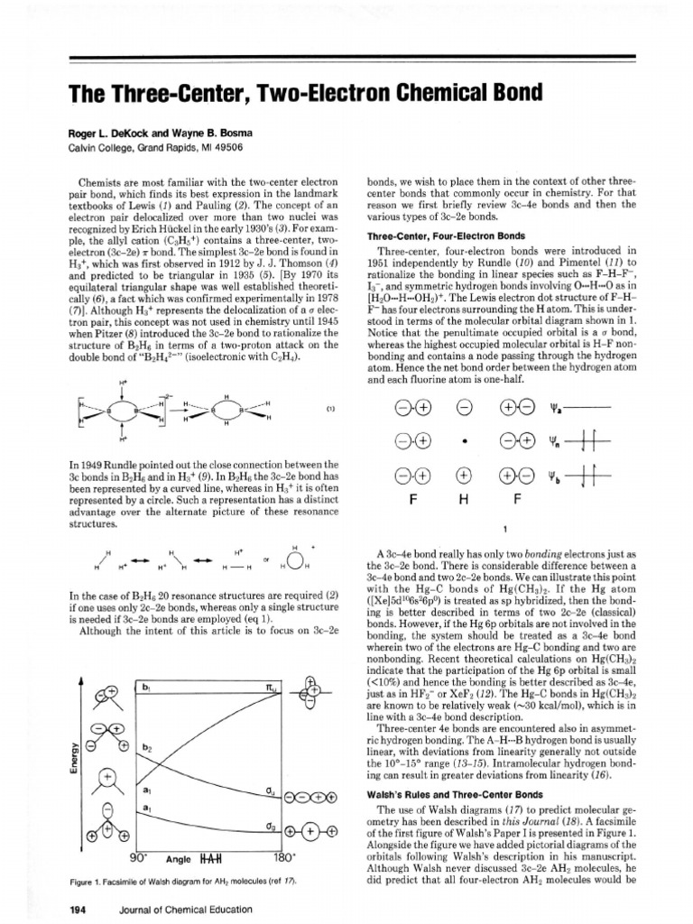 The Three Center Two Electron Chemical Bond 5f7noky4bh | PDF | Chemical ...