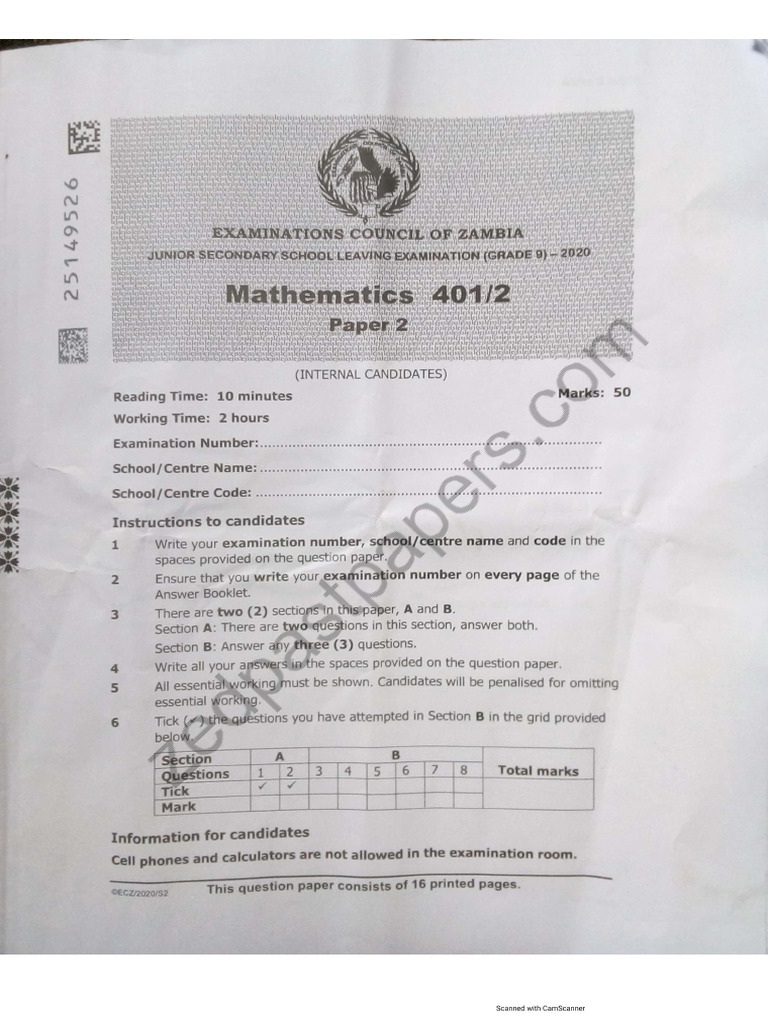 2020 G9 Internal P2 Math | PDF
