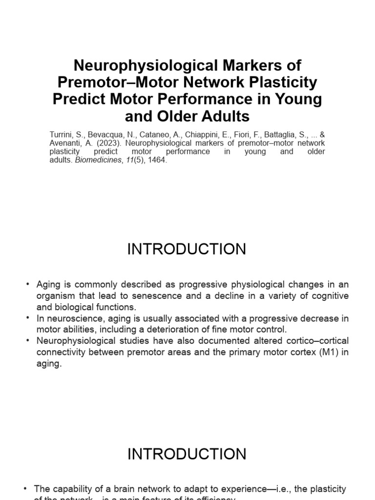 Neurophysiological Markers of Premotor-Motor Network Plasticity | PDF ...