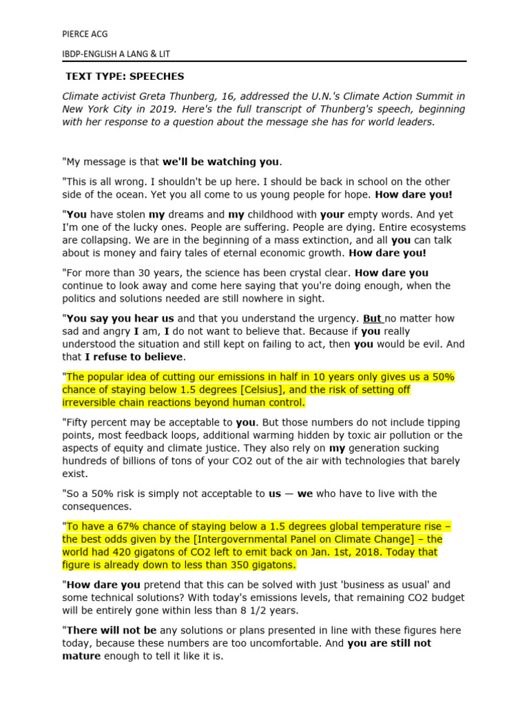 How Dare You Greta Thunberg | PDF | Environmental Issues | Physical ...