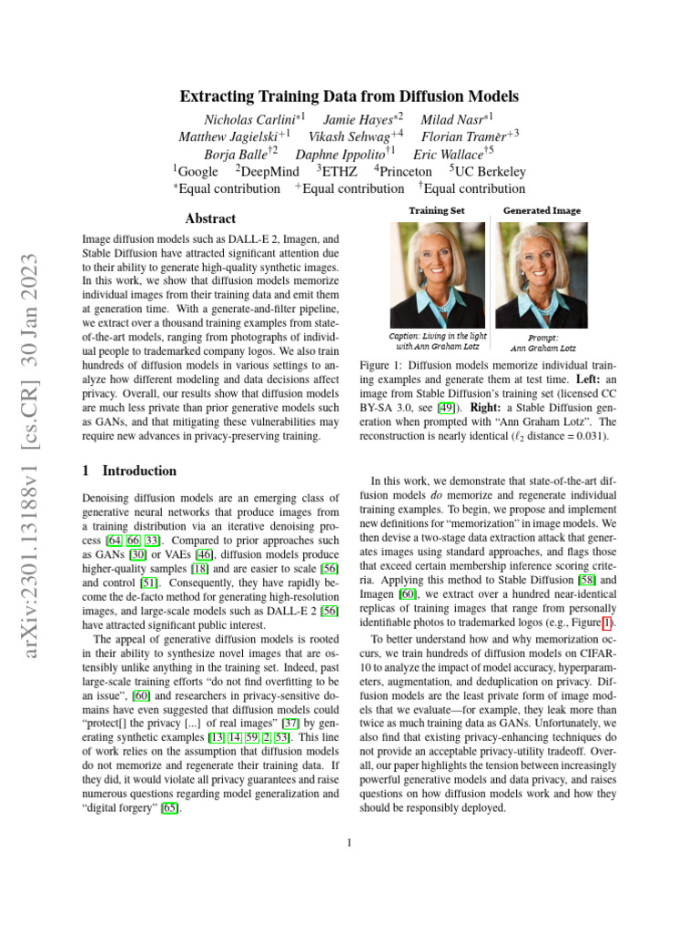 Extracting Training Data from Diffusion Models | PDF | Privacy | Applied Mathematics