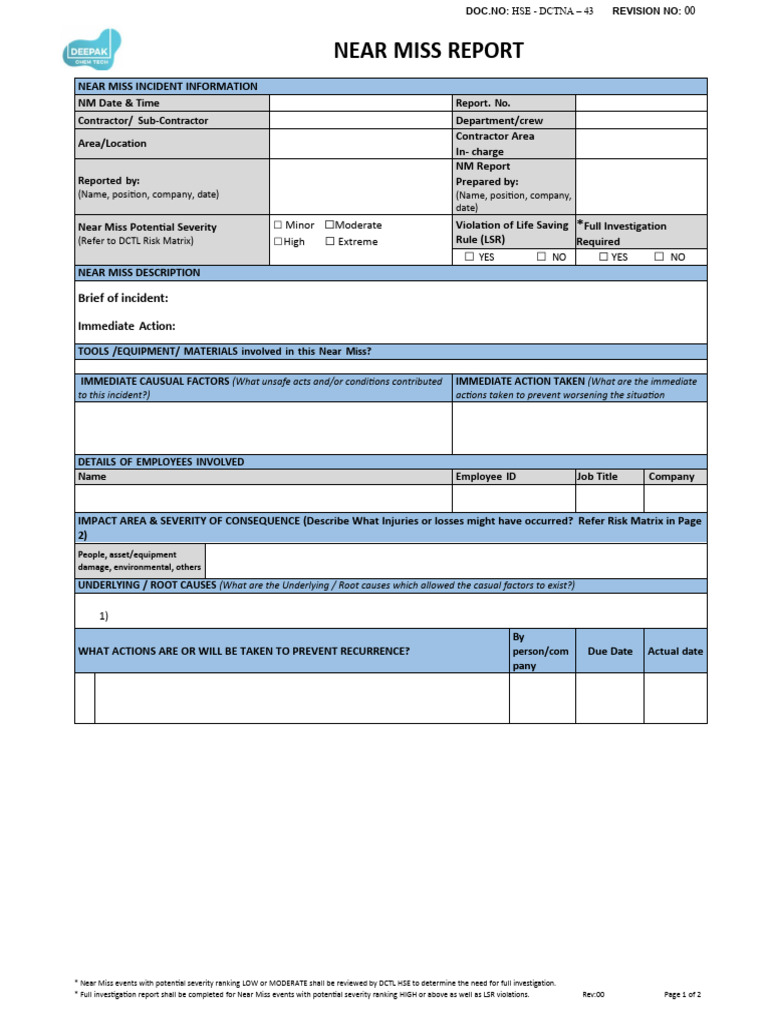Hse-Dctna - 43 - Near Miss | PDF | Safety