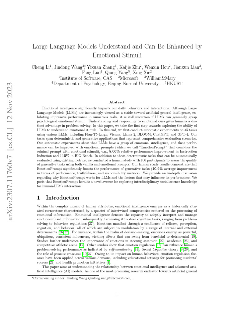 Large Language Models Understand and Can Be Enhanced by Emotional ...