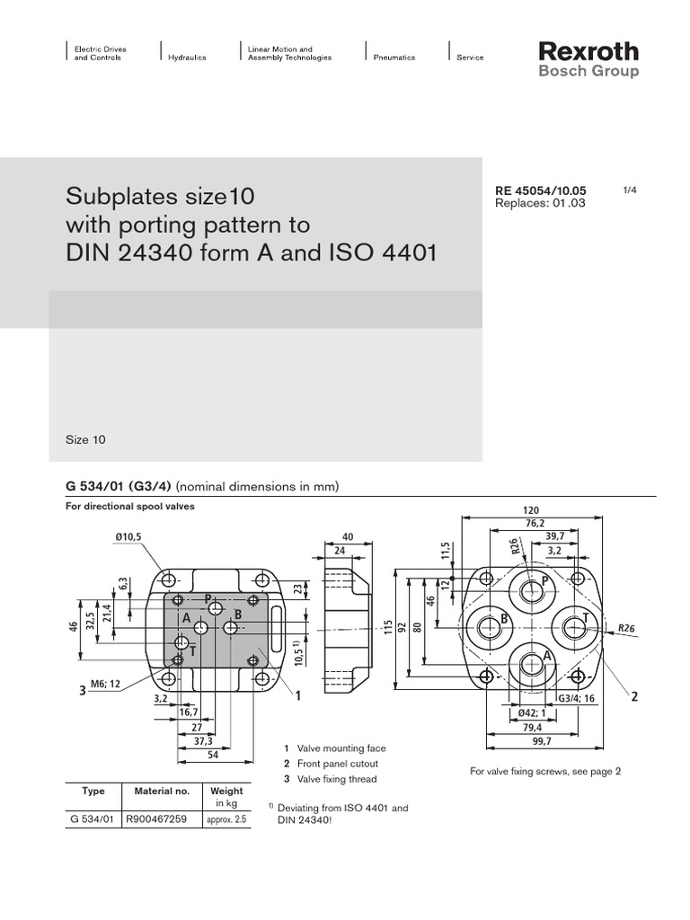 Subplates Size10 With Porting Pattern To DIN 24340 Form A and ISO 4401 ...