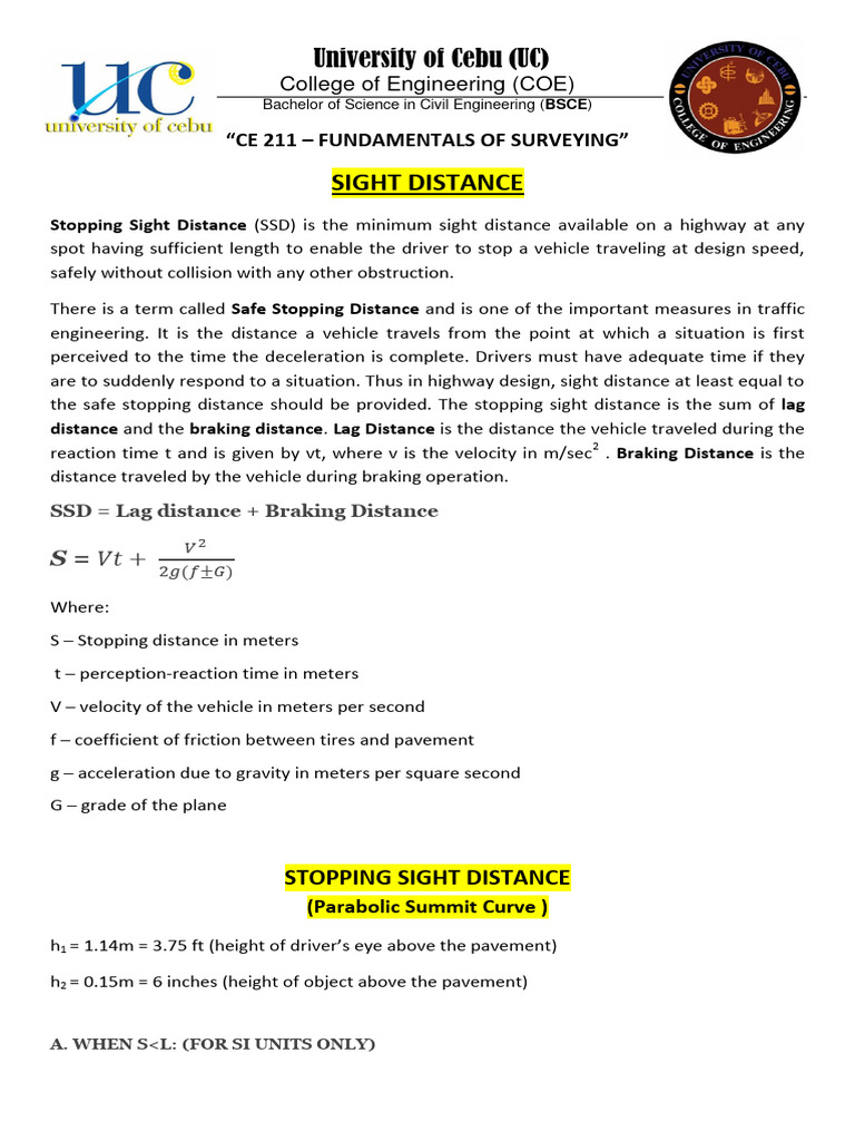 Sight Distances | Download Free PDF | Transport
