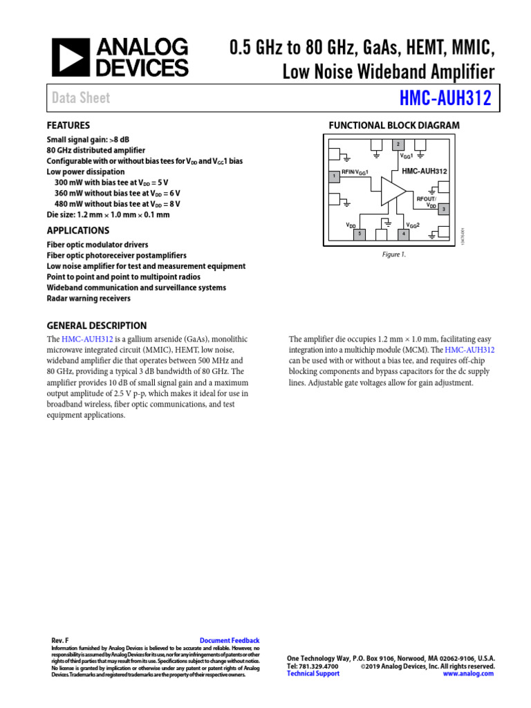 HMC Auh312 | PDF | Amplifier | Electronic Circuits