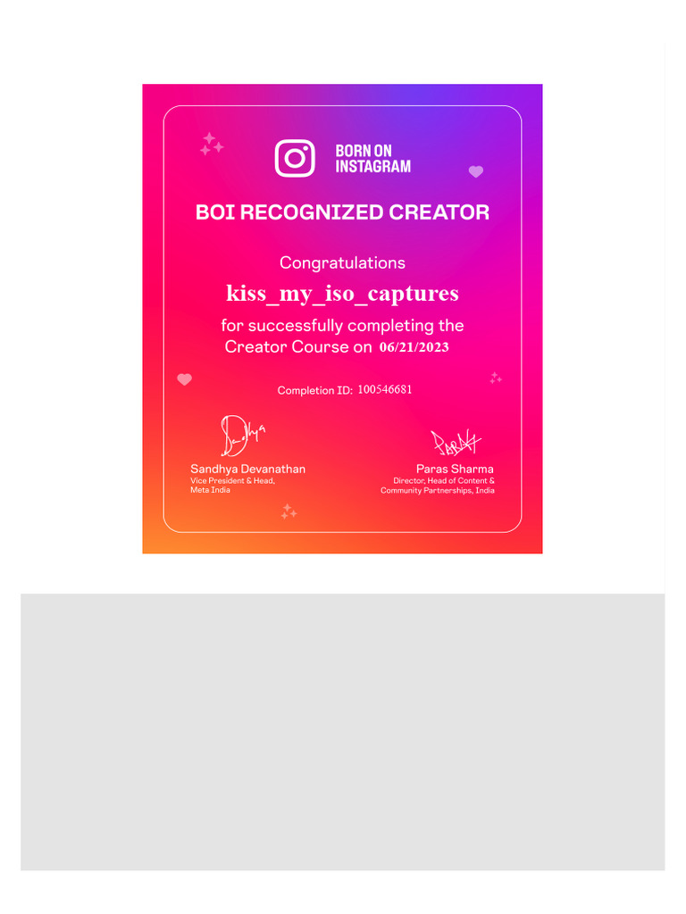 Creator Course : Born on Instagram | PDF
