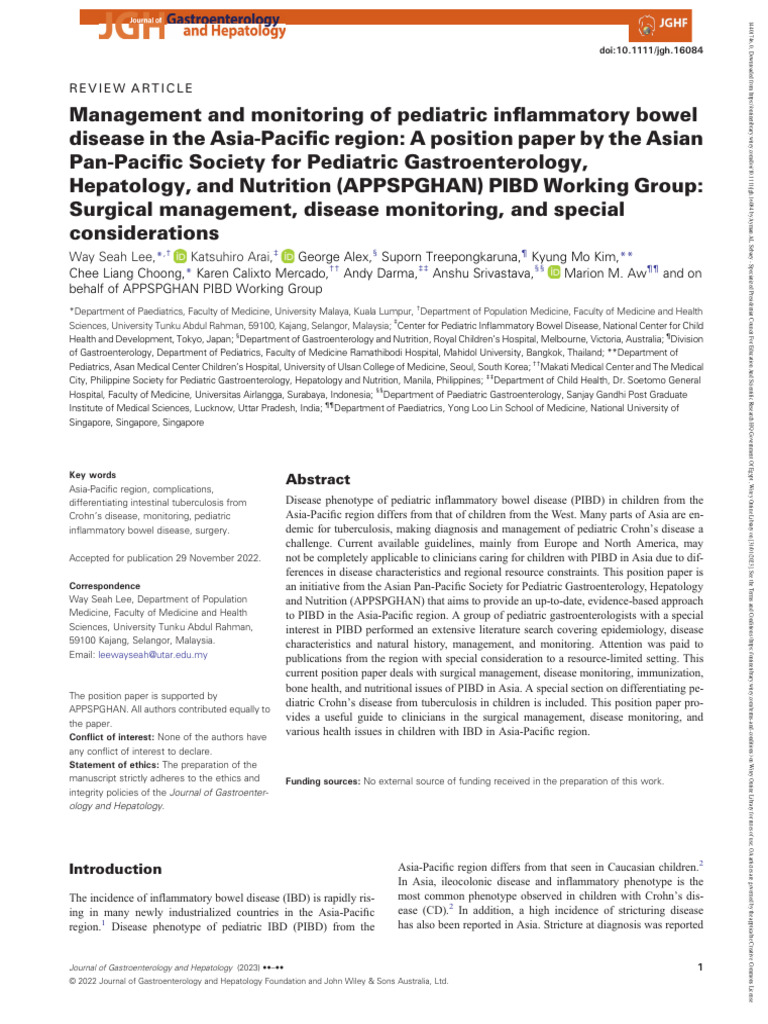 Management and Monitoring of Pediatric Inflammatory Bowel Disease in ...