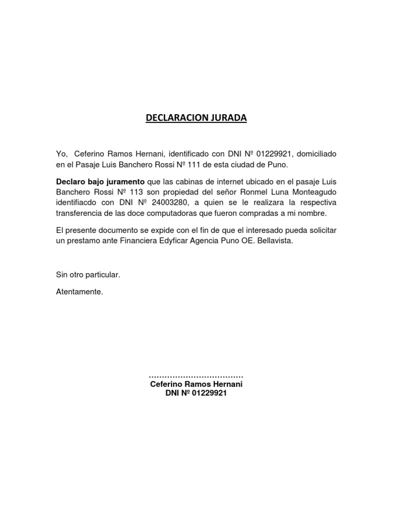 Declaracion Jurada | PDF | Política | Ciencias sociales