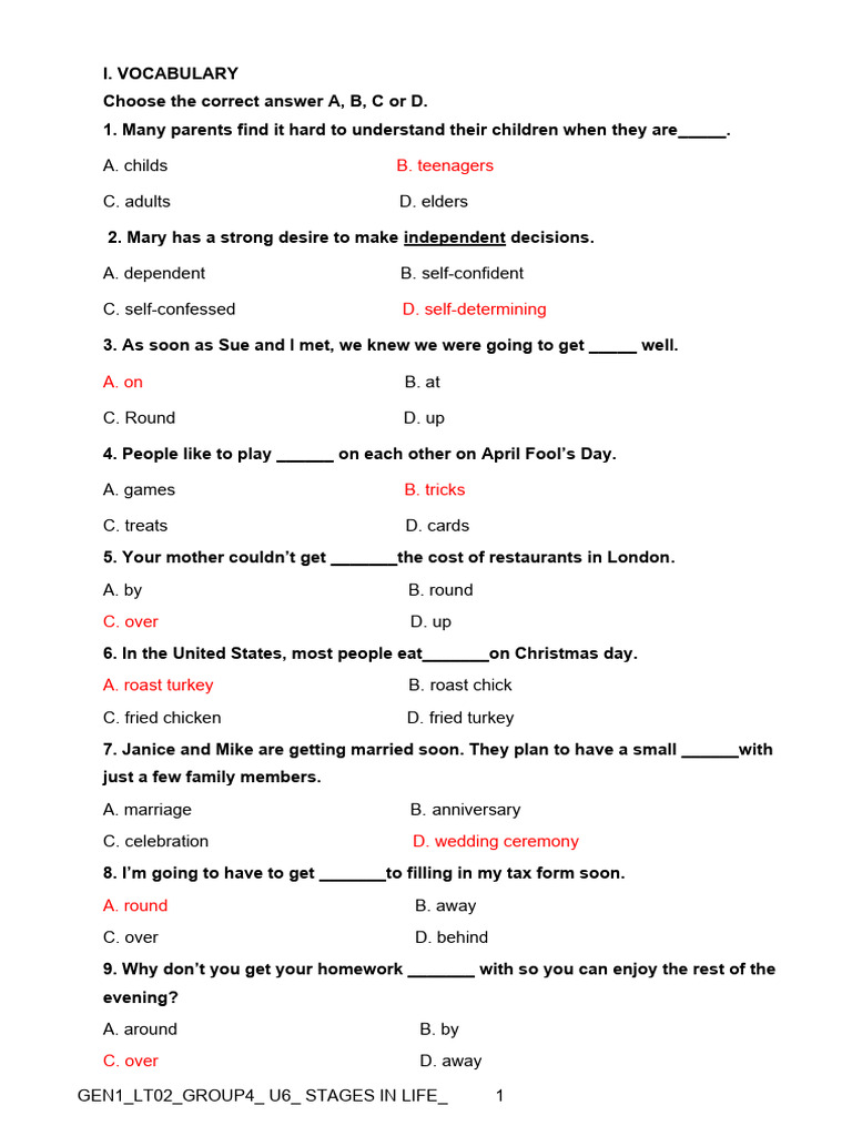 UNIT 6_STAGES IN LIFE_WS_SAMPLE (KEY, SCRIPTS & SOURCES) | PDF