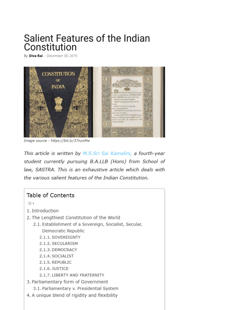 Features of The Indian Constitution - Ipleaders | PDF | Writ | Judicial Review