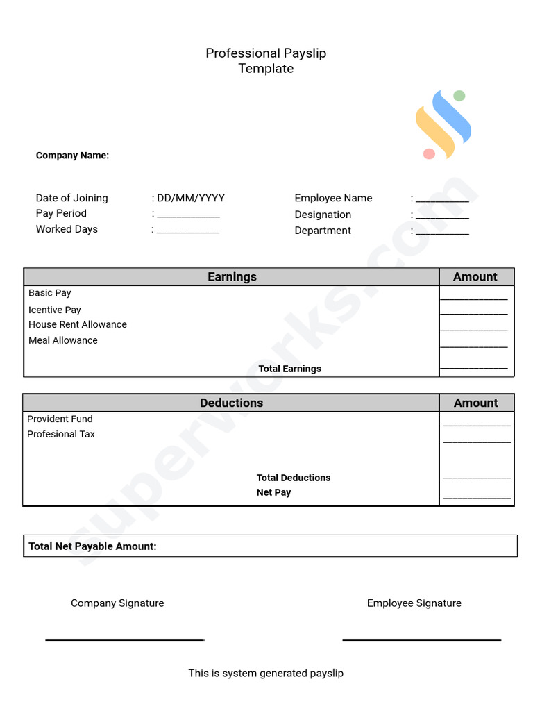 Professional Payslip Template Malaysia | PDF