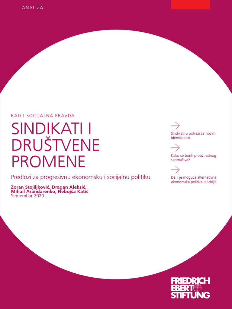 Sindikati I Društvene Promene: Predlozi Za Progresivnu Ekonomsku I ...