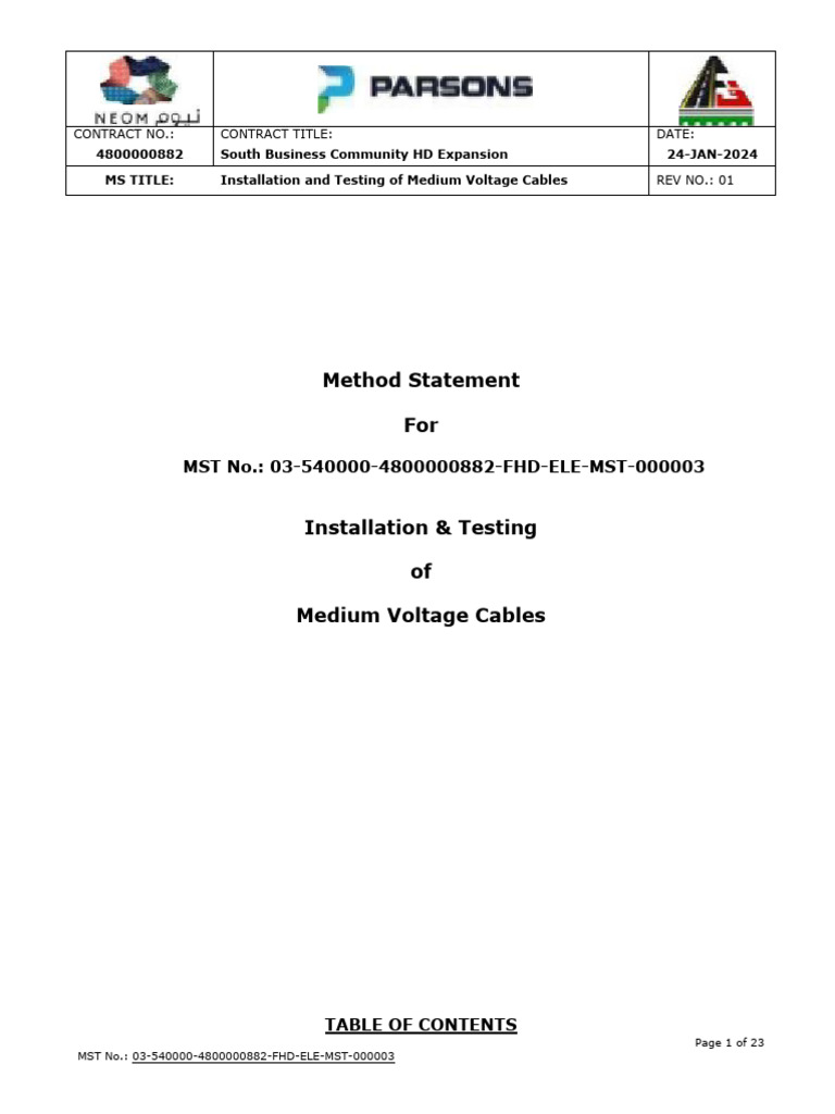 MV Cable Installation and Testing Guide | PDF | Insulator (Electricity ...