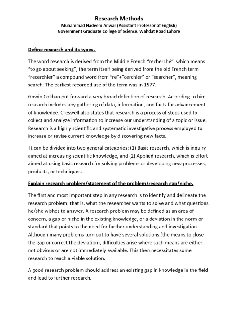 Research Methods Notes | PDF | Quantitative Research | Qualitative Research