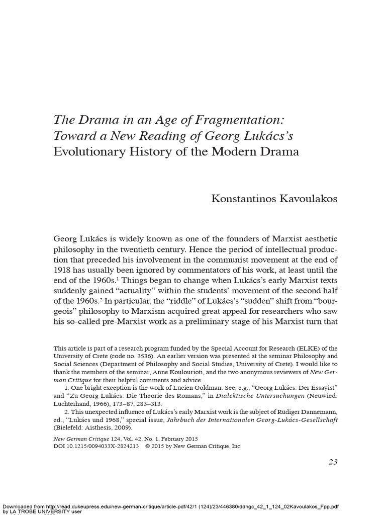 Lukács's Evolutionary Drama Analysis | PDF | Sociology | Max Weber