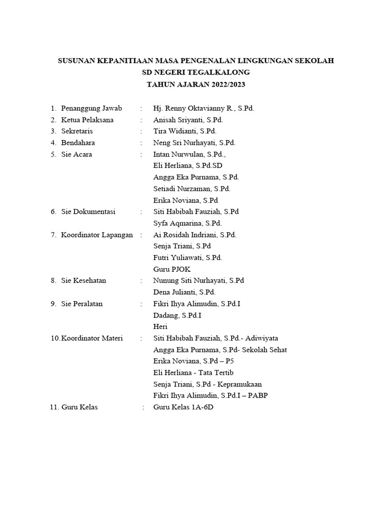 Panitian Mpls 2023 2024 Dan Jobdesc | PDF