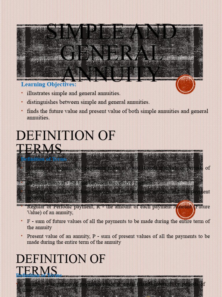 Simple and General Annuity | PDF | Interest | Present Value