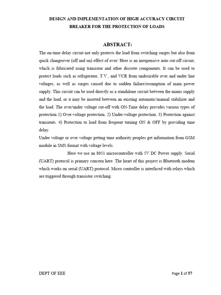 A15 Design and Implementation of High Accuracy Circuit Breaker For The Protection of Loads ...