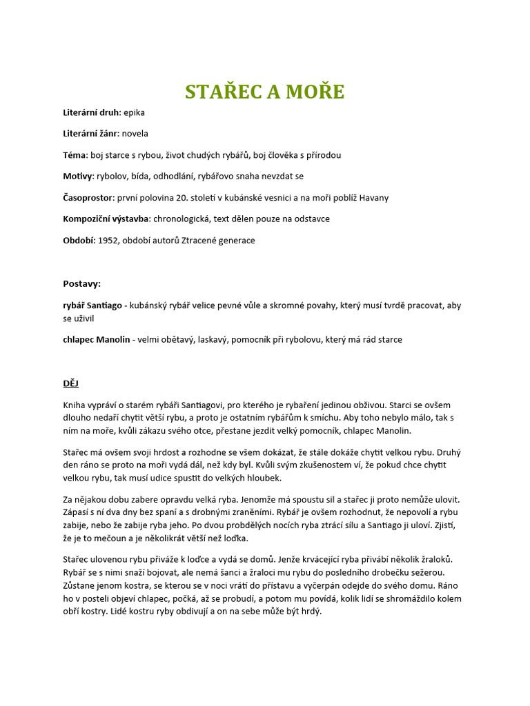 Stařec A Moře - Hotovo | PDF