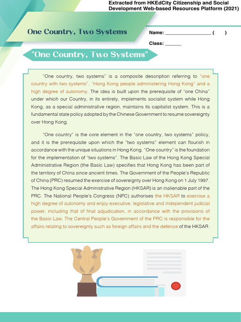 One Country, Two Systems | PDF | Special Administrative Regions Of ...