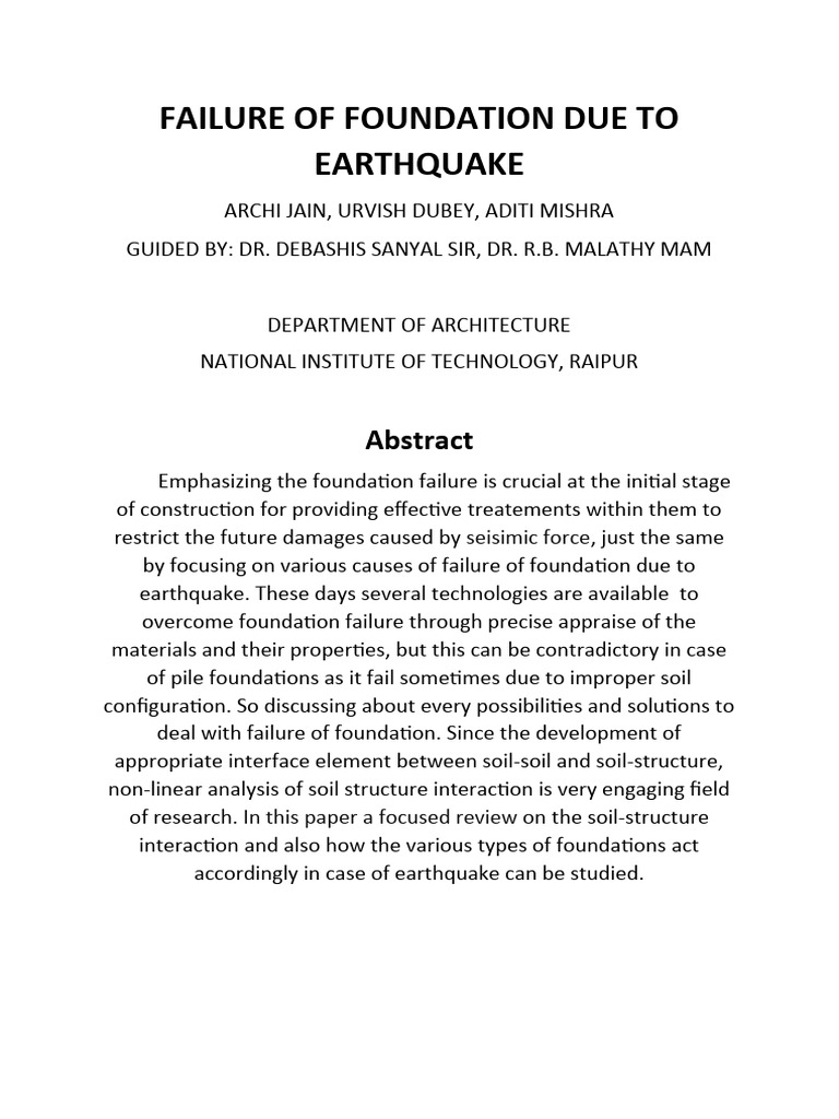 Earthquake-Induced Foundation Failures | PDF