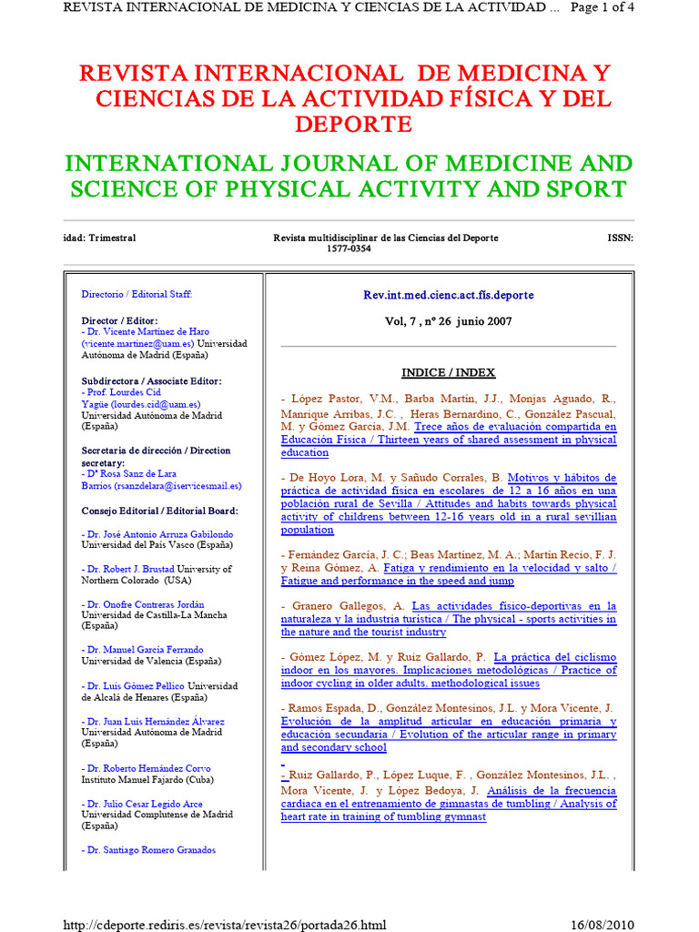 Rev - Int.med - Cienc.act - Fís.deporte (Motivos y Habitos) - 2 | PDF ...
