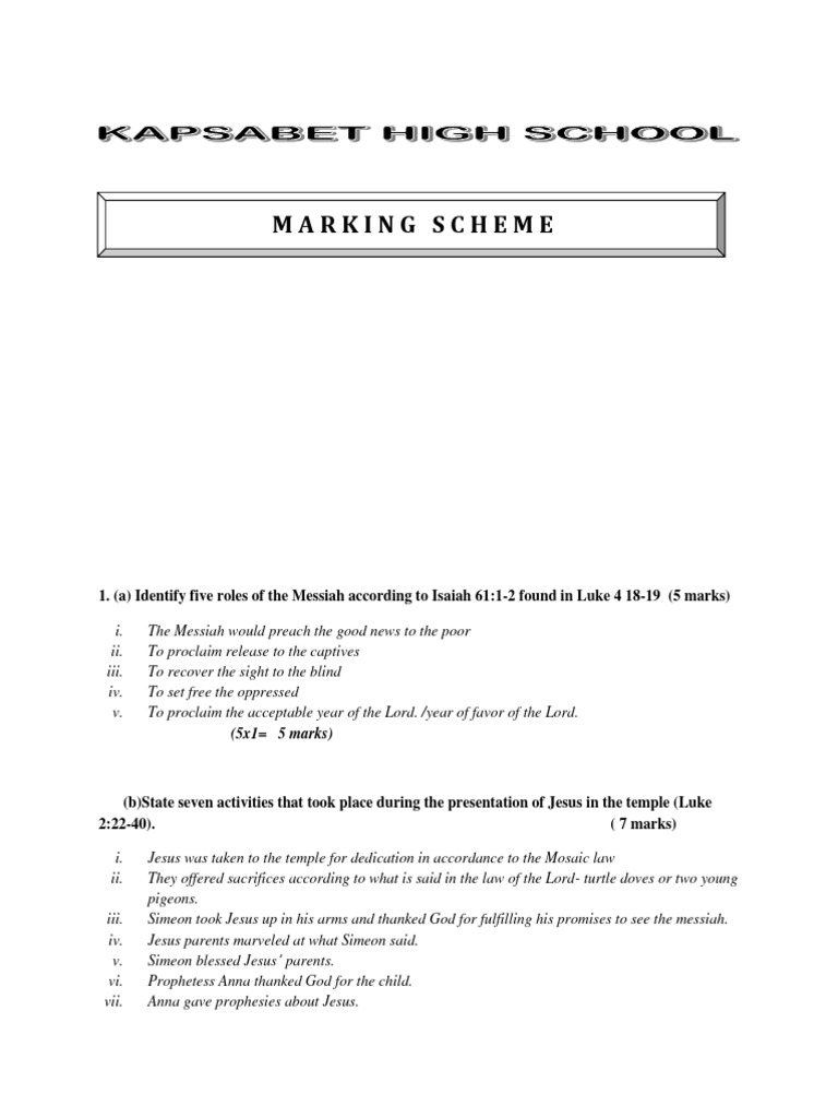 CRE-PAPER-2-SCHEME | PDF | Jesus | Employment