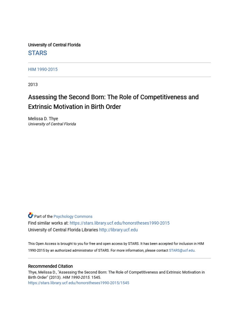 Assessing The Second Born - The Role of Competitiveness and Extrin ...