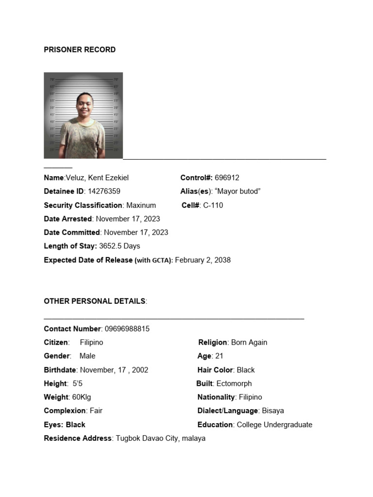 Prisoner Record Veluzzzz | PDF