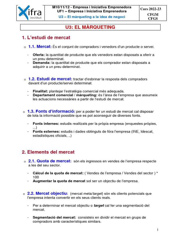 U3 - El Marketing | PDF