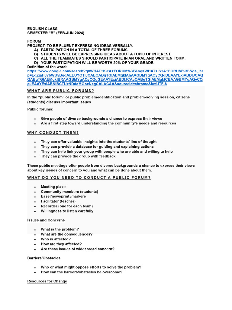 FORUM Ingles | PDF | Facilitator | Behavior Modification