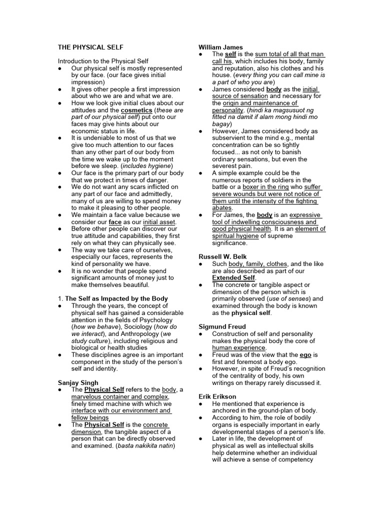 Understanding the Physical Self | PDF | Self Esteem | Body Image