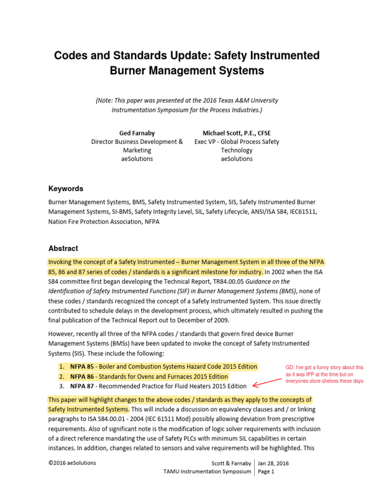 aesolutions_codes_and_standards_update_si-bms (1) | PDF | Programmable Logic Controller | Safety