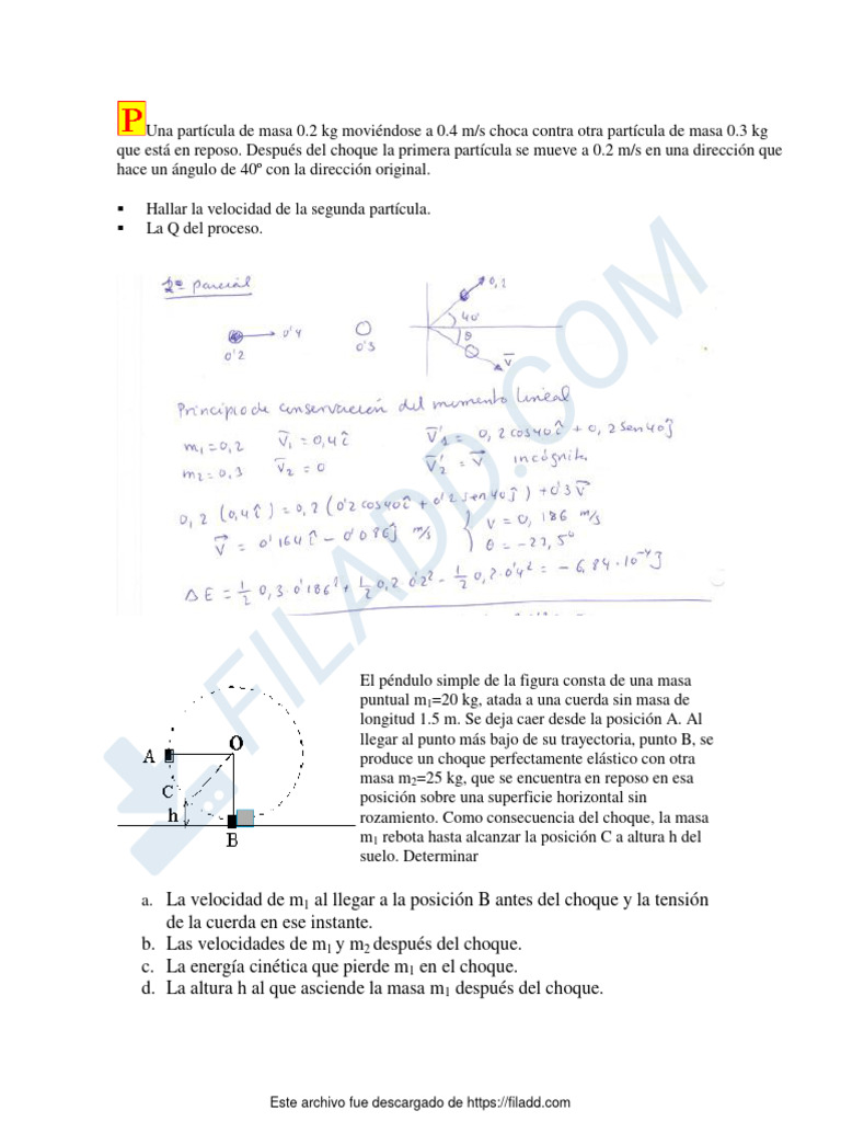Ejercicios de Choques 2 Resueltos | PDF | Velocidad | Masa