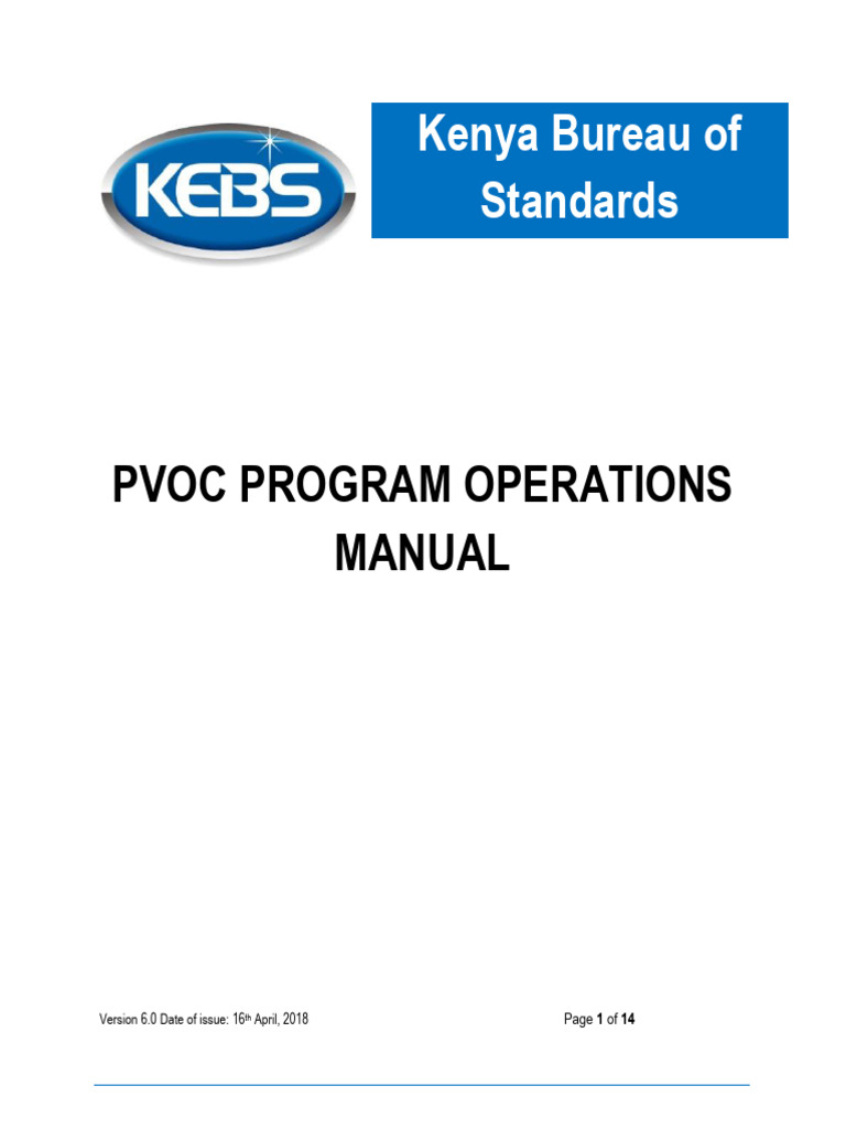 Kenya PVOC Program Operations Manual | PDF | Africa