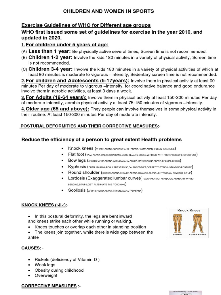 WHO Exercise Guidelines & Posture Fixes | PDF | Asana | Clinical Medicine