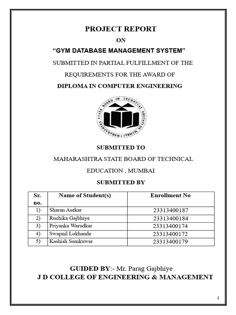 Gym Microproject Fullfinal | PDF | Databases | Customer Relationship ...