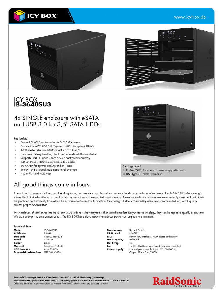 Datasheet IB-3640SU3 v3 e | PDF | Hard Disk Drive | Usb
