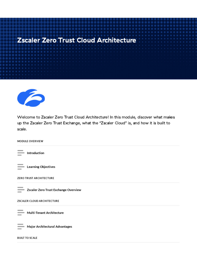 Zscaler Zero Trust Cloud Architecture Student Guide | PDF | Cloud ...