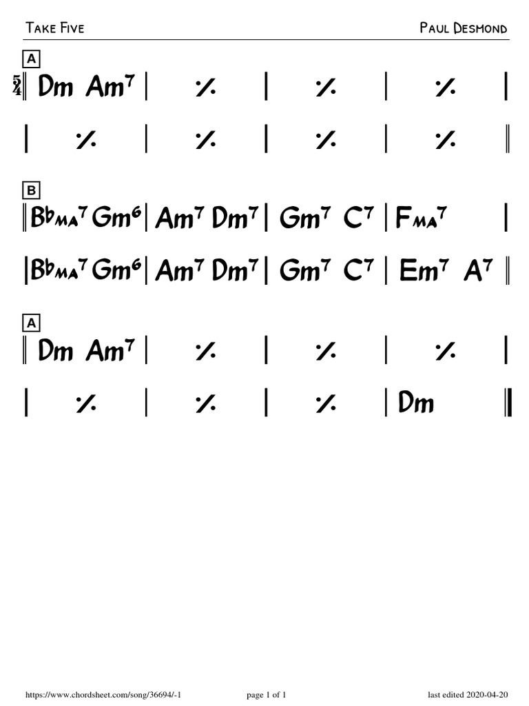 Take Five Paul Desmond Chart | PDF