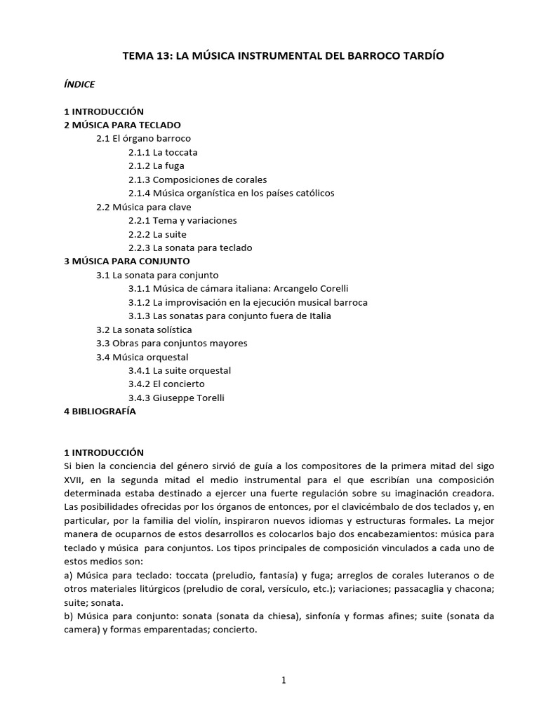 13 Música Instrumental Del Barroco Tardío | PDF | Concierto | Suite ...