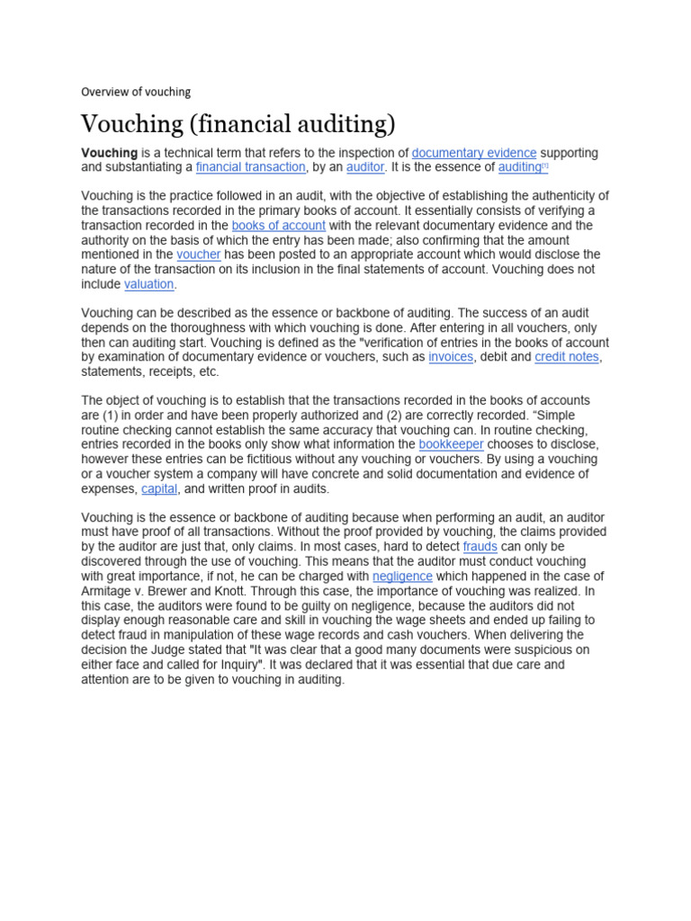 Overview of vouching | PDF | Financial Services | Business