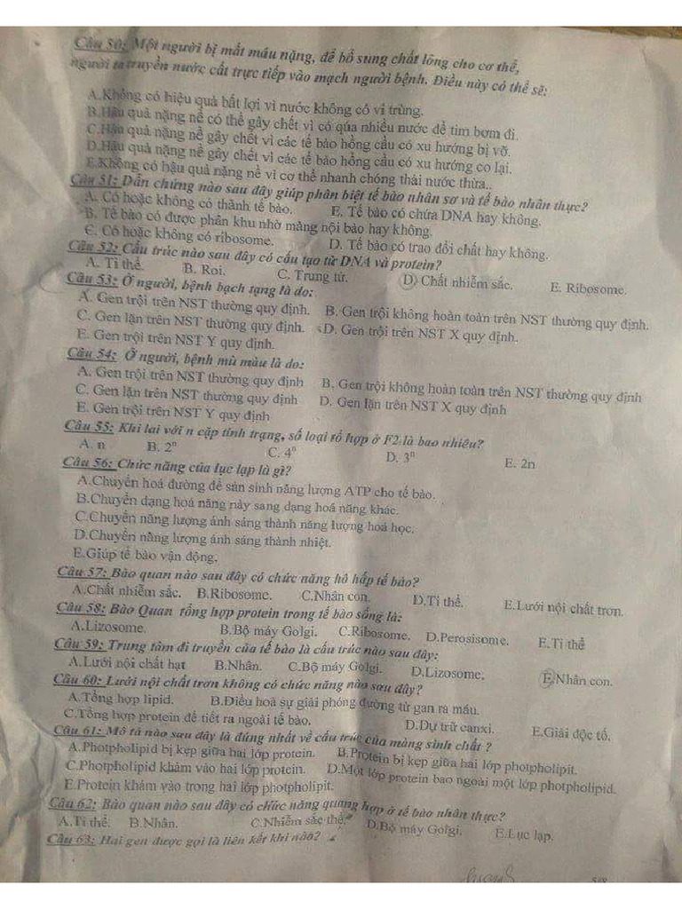 cuối kì sinh 2 | PDF