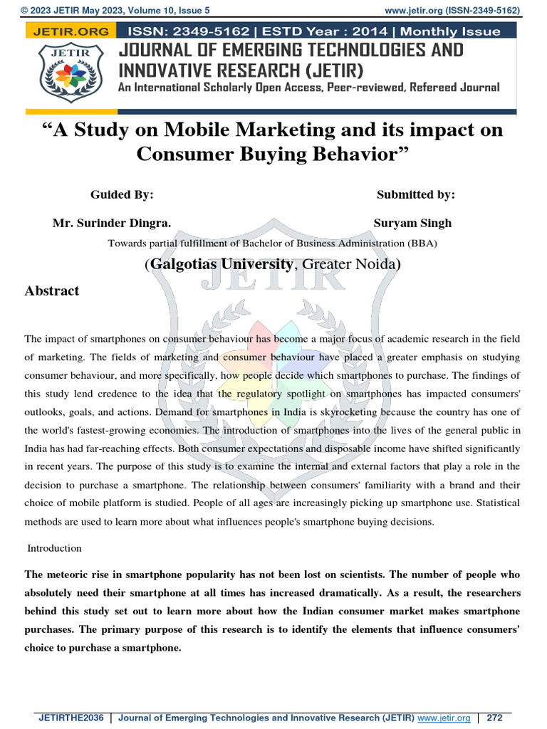 JETIRTHE2036 | Download Free PDF | Methodology | Consumer Behaviour