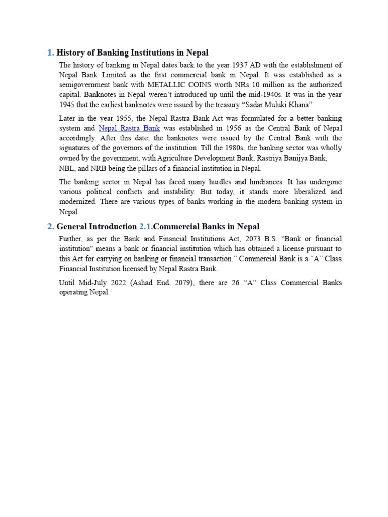 History of Banking in Nepal | PDF