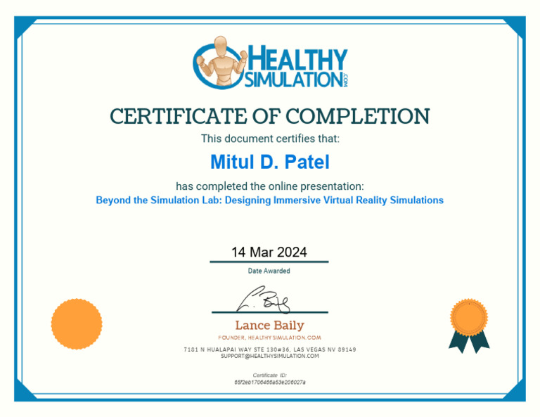 VR Simulation Design Certificate | PDF